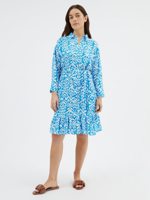 Blue Ribbed Tiered Mini Dress | Women | George at ASDA