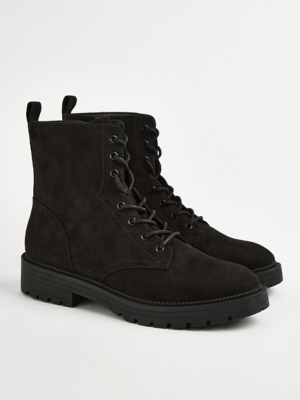 Wide Fit Black Lace Up Boots | Women | George at ASDA