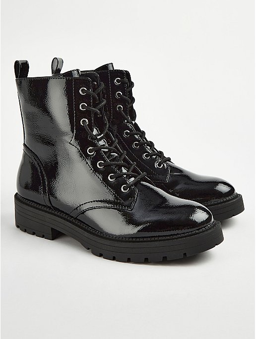Black Patent Lace Up Boots | Women | George at ASDA Black Patent Lace Up Boots | Women | George at ASDA