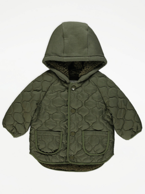 Khaki Quilted Hooded Coat | Baby | George at ASDA