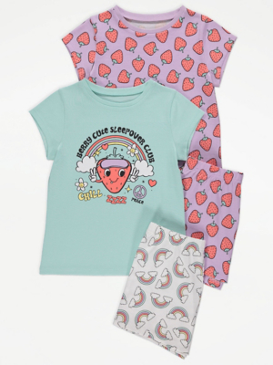 Strawberry Graphic Print Short Pyjamas 2 Pack | Kids | George at ASDA
