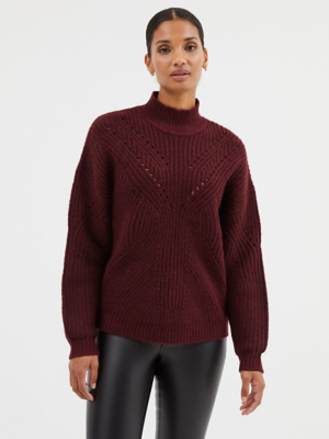 Burgundy Stitch Detail Knitted Jumper | Women | George at ASDA