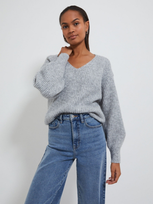 Light Grey V-neck Jumper | Women | George at ASDA
