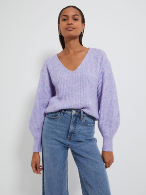 Lilac V Neck Soft Knitted Jumper | Women | George at ASDA