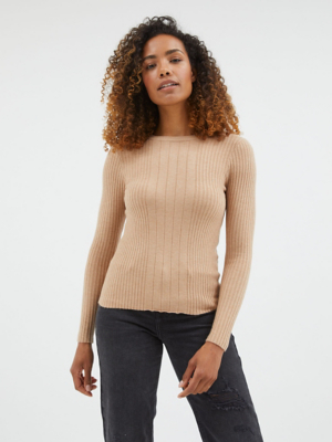 Brown Ribbed Knitted Long Sleeve Top | Women | George at ASDA
