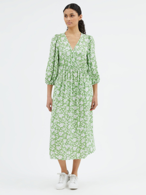 Green Floral Print Wrap Front Midi Dress | Women | George at ASDA