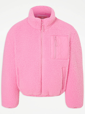 Pink Borg Zip Up Jacket | Kids | George at ASDA