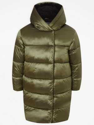 Green Shiny Longline Padded Coat | Kids | George at ASDA
