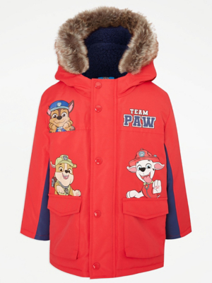 PAW Patrol Red Faux Fur Trim Parka Coat | Kids | George at ASDA