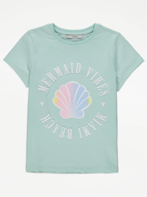 Mint Mermaid Vibes T-Shirt | Kids | George at ASDA