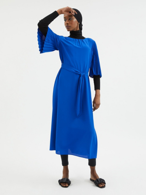 Cobalt Blue Pleated Sleeve Midi Dress | Women | George at ASDA