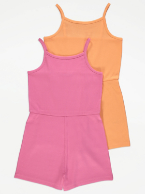 Plain Ribbed Playsuits 2 Pack | Kids | George at ASDA