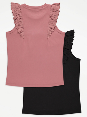 Frill Embroidered Tops 2 Pack | Kids | George at ASDA