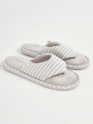 Grey Striped Toe Post Slippers | Lingerie | George at ASDA