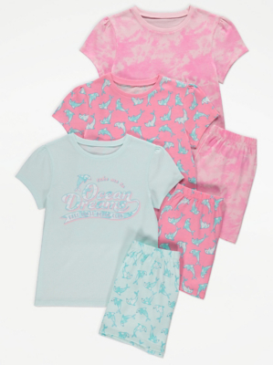 Dolphin Ocean Dreams Tie Dye Short Pyjamas 3 Pack | Kids | George at ASDA