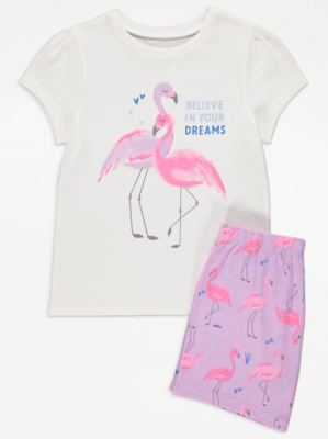 Lilac Flamingo Short Pyjamas | Kids | George at ASDA