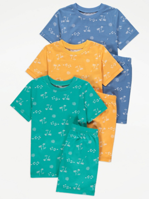 Palm Tree Print Short Pyjamas 3 Pack | Kids | George at ASDA