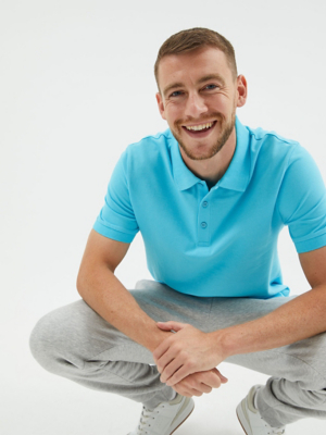 Light Blue Short Sleeve Polo Top | Men | George at ASDA