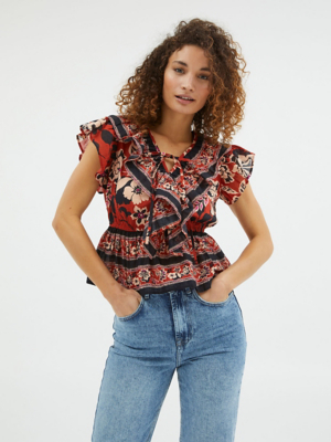 Red Floral Frill Blouse | Women | George at ASDA