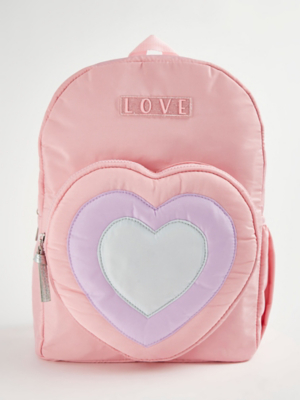 Pink Padded Pastel Heart Rucksack | Kids | George at ASDA