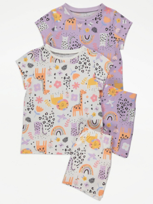 Bright Jungle Animals Short Pyjamas 2 Pack | Kids | George at ASDA