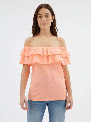 Pink Frill Sleeve Bardot Top | Women | George at ASDA