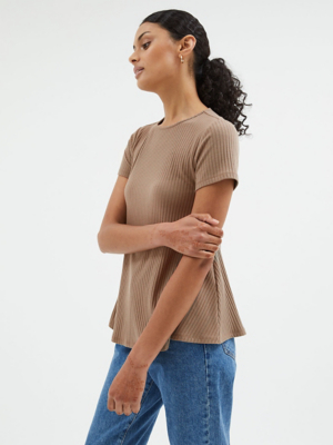 Mocha Ribbed A-Line Top | Women | George at ASDA