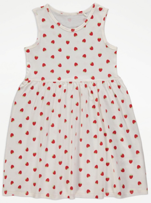 Cream Strawberry Jersey Dress | Kids | George at ASDA
