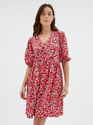 Red Floral Textured Mini Dress | Women | George at ASDA