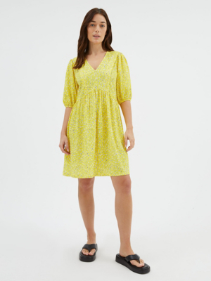Yellow Floral Textured Mini Dress | Women | George at ASDA