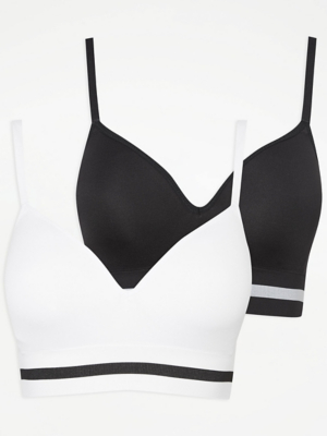 A-D Striped Non Wired Comfort Bras 2 Pack | Lingerie | George at ASDA