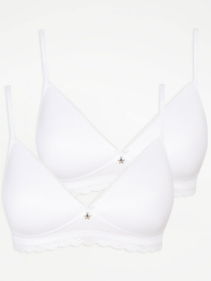 Non Wired Lace Trim First Bras 2 Pack | Lingerie | George at ASDA