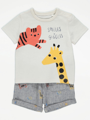 Tiger and Giraffe T-Shirt and Shorts Outfit | Baby | George at ASDA