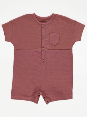 Rust Crinkle Button Up Romper | Baby | George at ASDA