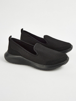 Black Comfort Knitted Slip On Trainers | Women | George at ASDA
