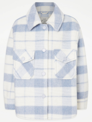 Blue Checked Fleece Shacket | Kids | George at ASDA