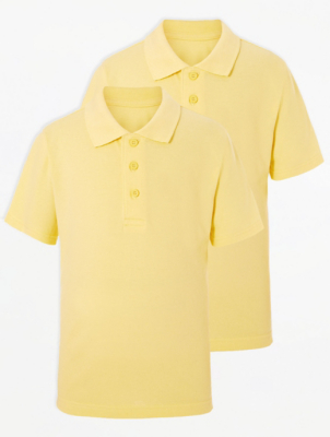 Yellow Short Sleeve Slim Fit School Polo Shirts 2 Pack | School ...