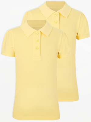 Girls Yellow Scallop School Polo Shirt 2 Pack | School | George at ASDA