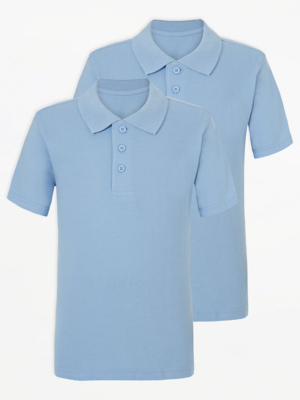 Light Blue Slim Fit School Polo Shirt 2 Pack | School | George at ASDA