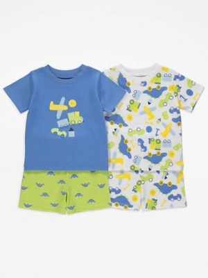 Bright Vehicle Print Short Pyjamas 2 Pack | Baby | George at ASDA
