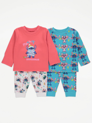 Disney Lilo and Stitch Bright Christmas Pyjamas 2 Pack | Baby | George ...