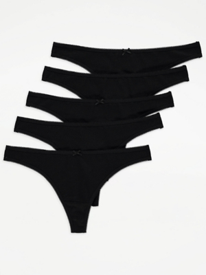 Black Thongs 5 Pack | Lingerie | George at ASDA