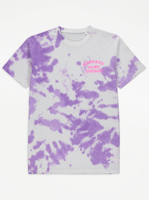 Purple Tie Dye Print Slogan T-Shirt | Women | George at ASDA