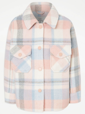 Cream Checked Fleece Shacket | Kids | George at ASDA