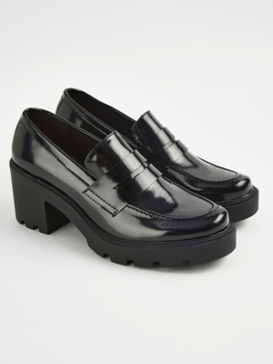 Black Loafer Heeled School Shoes | Women | George at ASDA