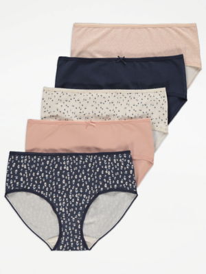 Flower Print Midi Briefs 5 Pack | Lingerie | George at ASDA