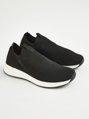 Black Knitted Slip On Trainers | Women | George at ASDA