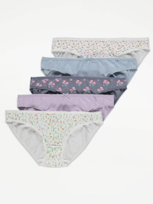 Ditsy Floral Print Mini Briefs 5 Pack | Lingerie | George at ASDA