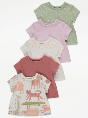 Spot Safari Animal Tops 5 Pack | Baby | George at ASDA