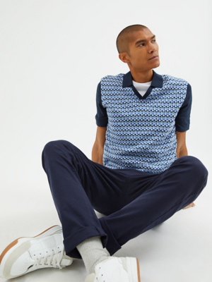 Navy Smart Knitted Polo Top | Men | George at ASDA